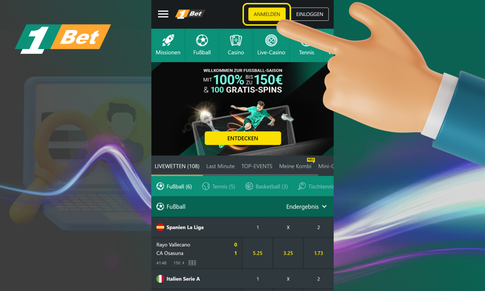 1bet - Casino und Sportwetten Seite | Bis zu 500 EUR